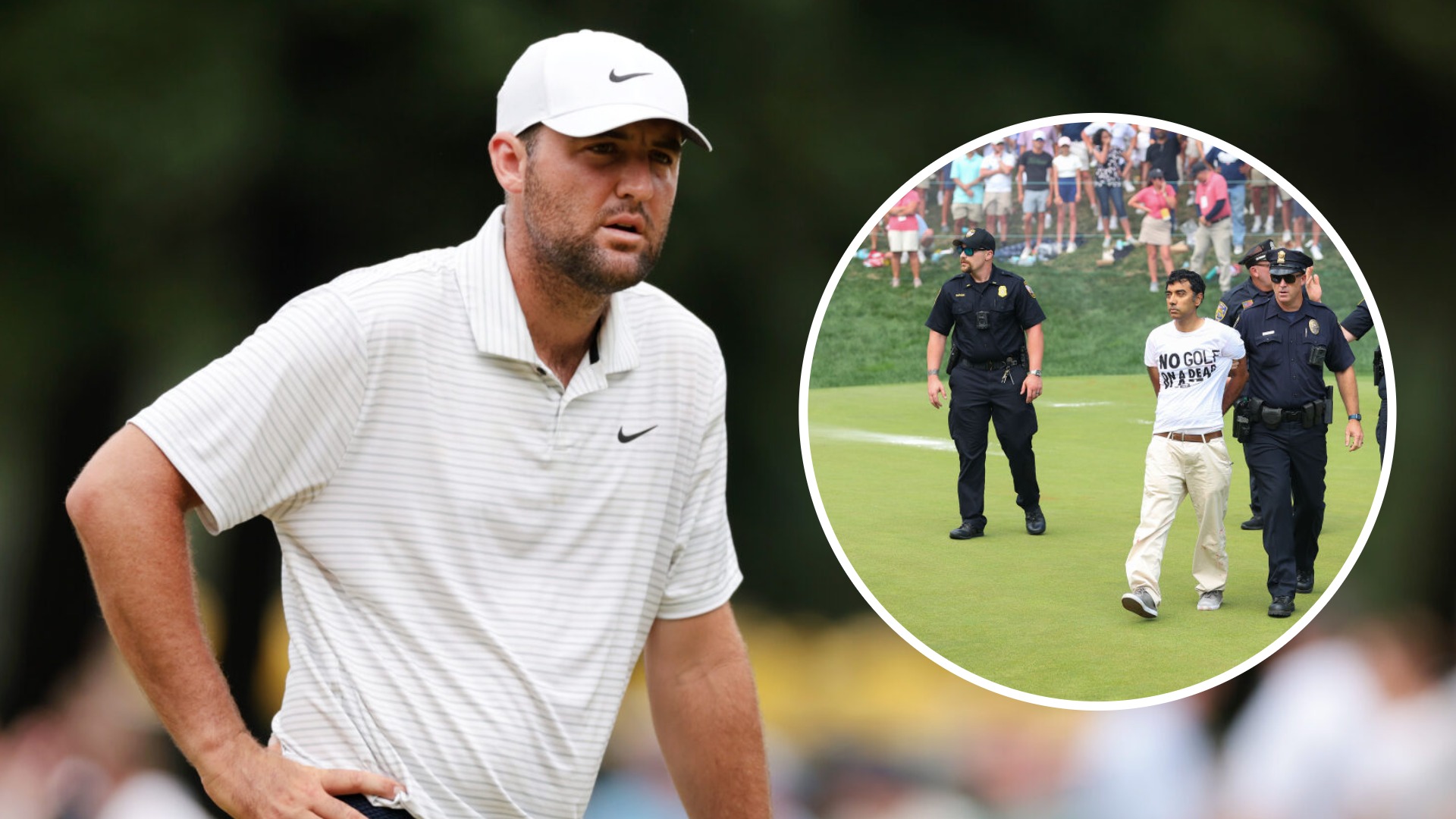 How Scottie Scheffler reacted to protestors during Travelers ...